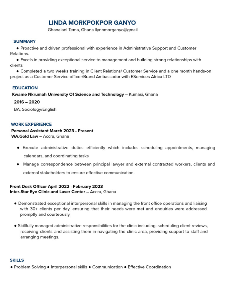 Linda Ganyo - Resume | PDF