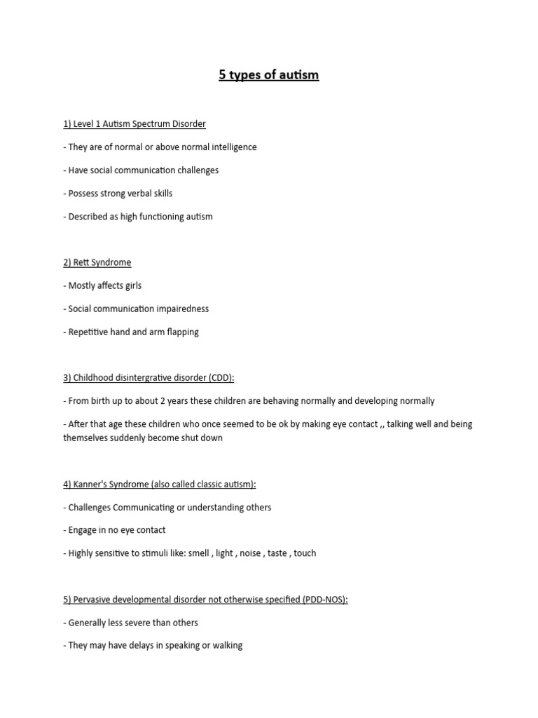 5 Types of Autism | PDF