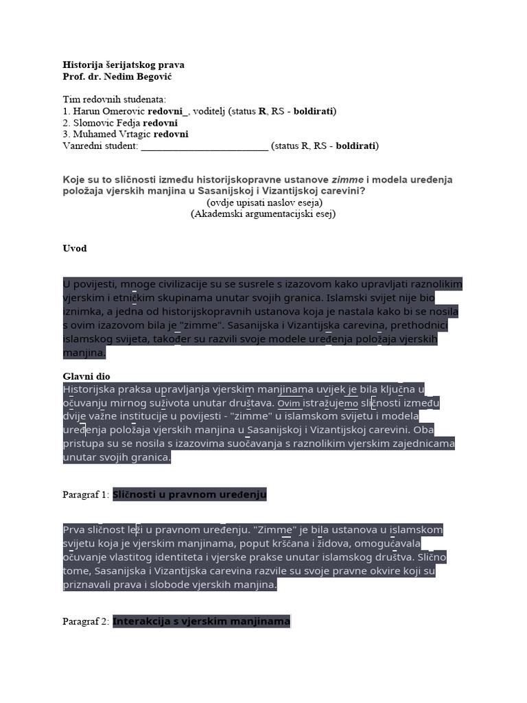 4. Obrazac za pisanje akademskog argumentacijskog eseja iz HŠP | PDF