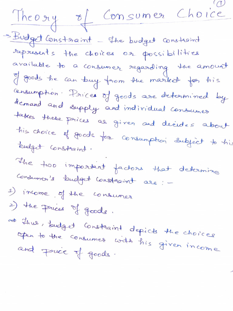 Theory of Consumer Choice | PDF