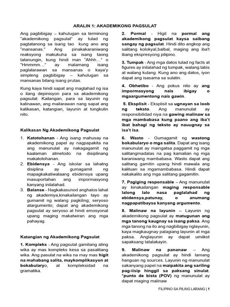 FPL Aralin 1 4 | PDF