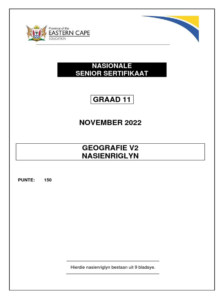 GEOGRAPHY P2 MEMO GR11 NOV2022_Afrikaans Final | PDF