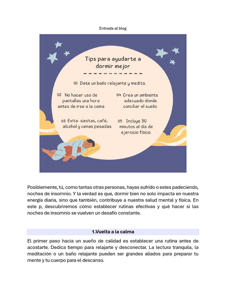 Tips para Dormir Mejor | PDF | Dormir