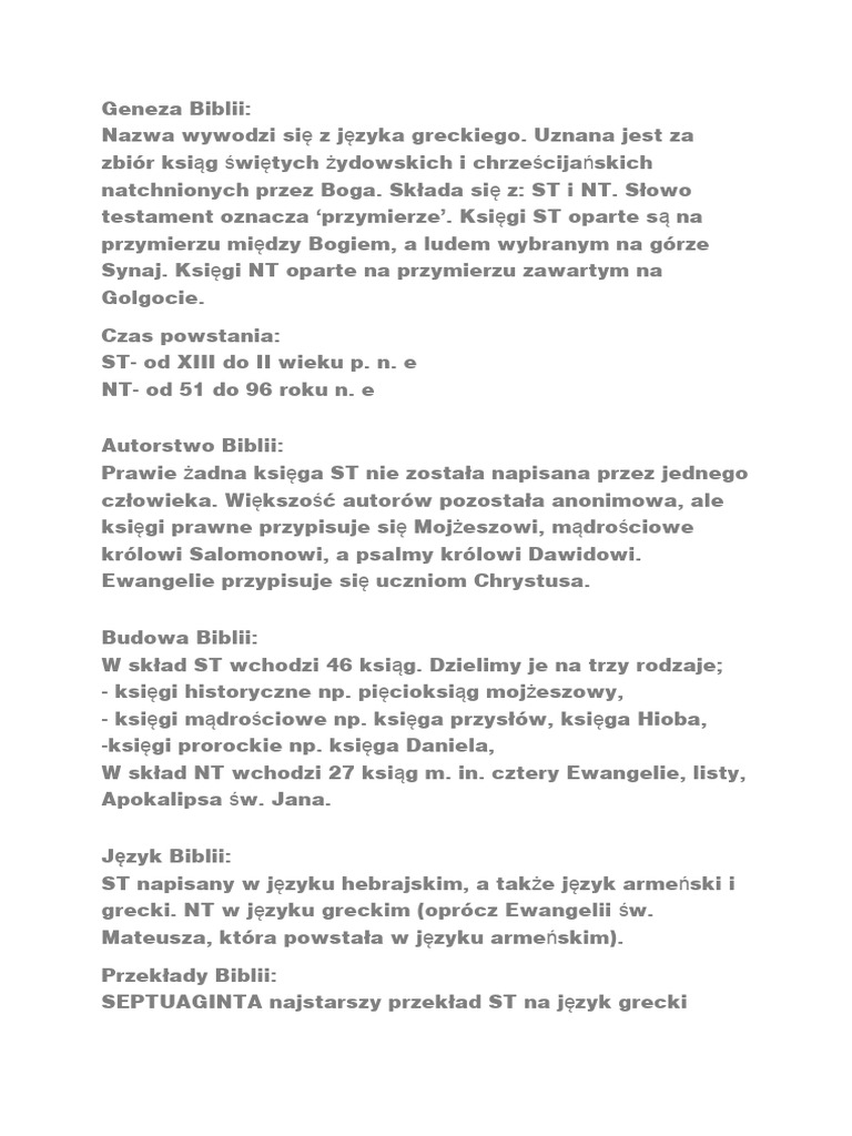 Sprawdzian Z Bibli | PDF