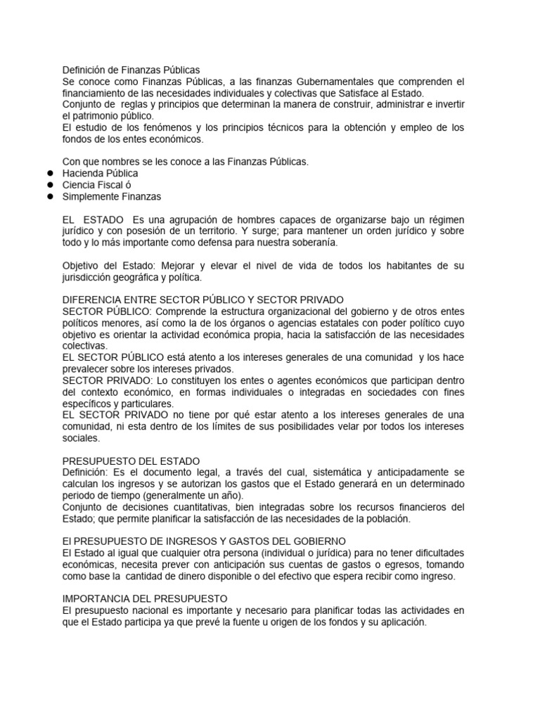 Definición de Finanzas Públicas | PDF | Inflación | Dinero