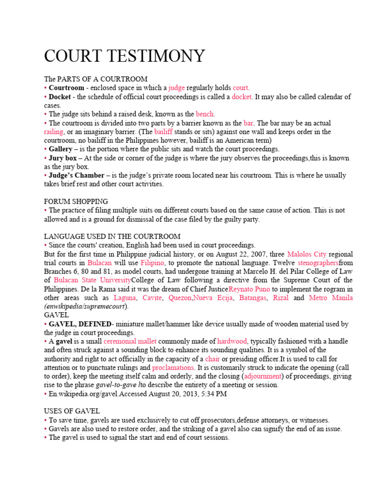 Court Testimony Edited | PDF | Courtroom | Mediation