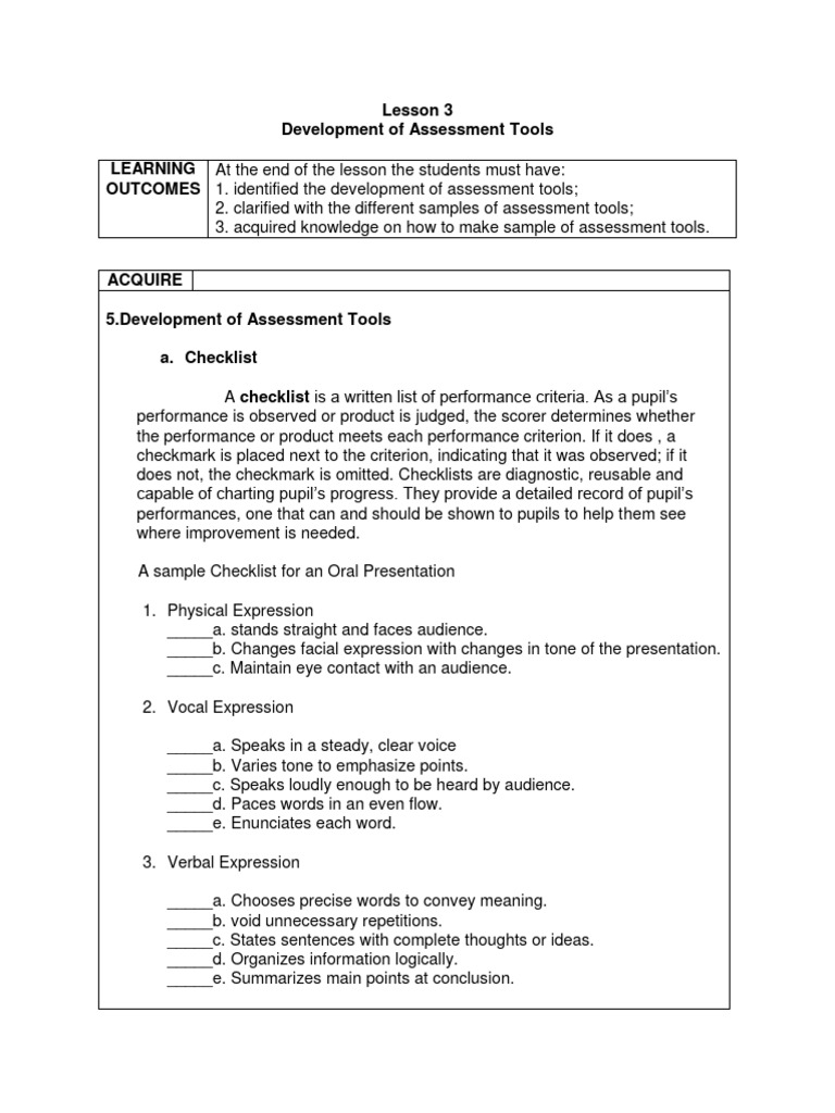 Development of Assessment Tools | PDF | Cognition | Human Communication