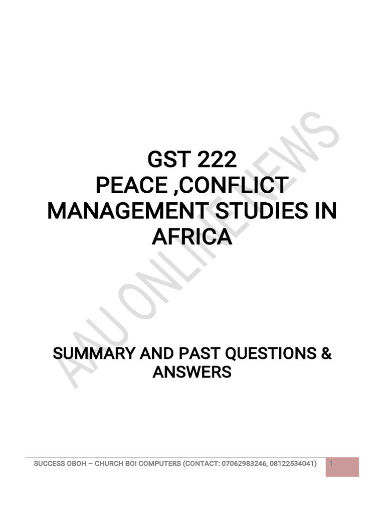 GST 222 Summary and Past Questions with Answers | PDF