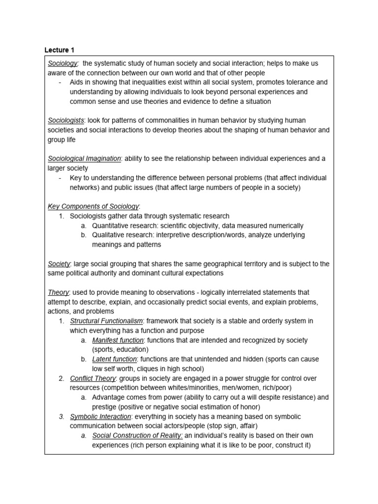 Sociology Notes | PDF | Sociology | Power (Social And Political)