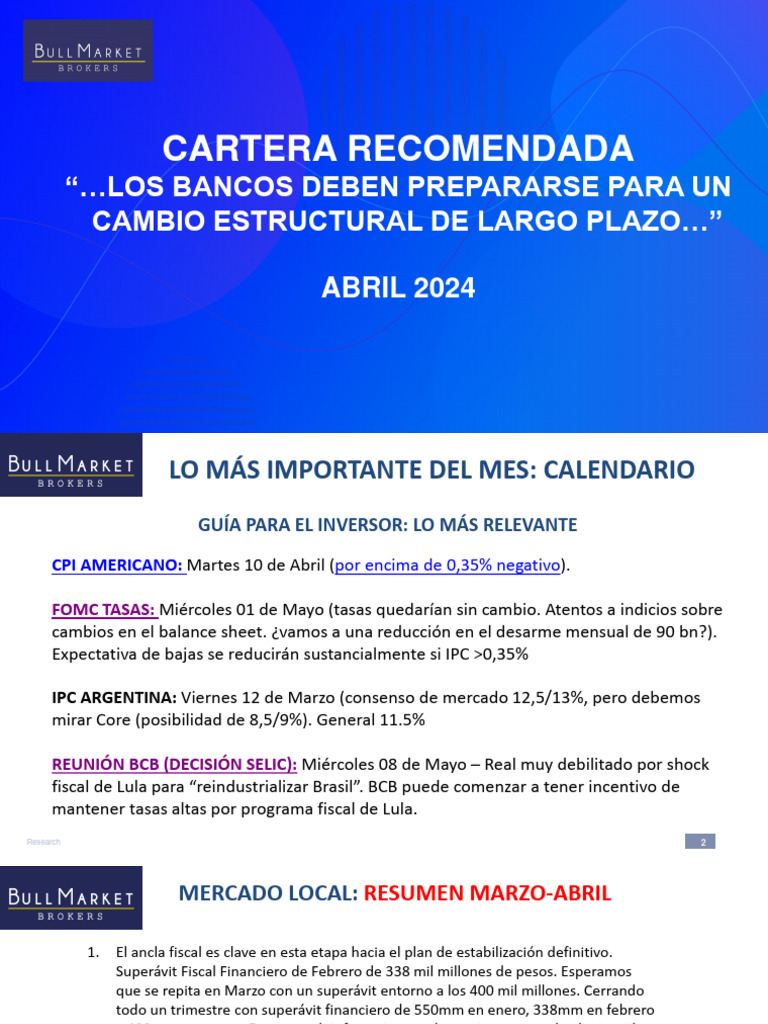 Cartera - Recomendada Abril 2024 | PDF | Deuda | OPEP