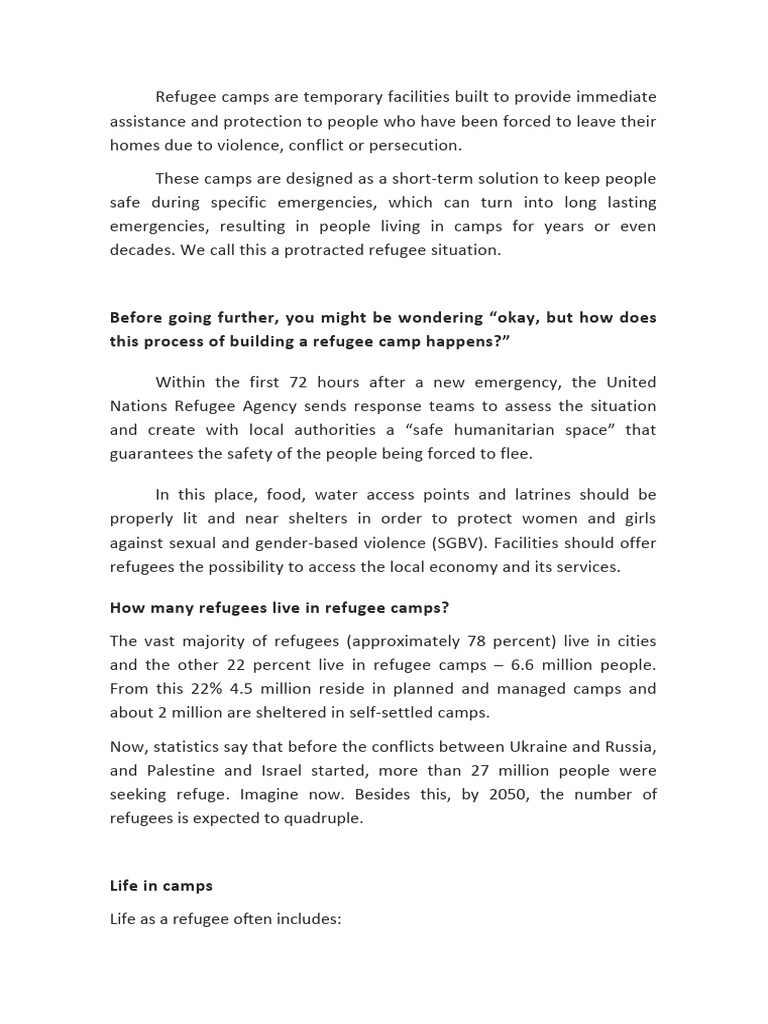 Understanding Refugee Camps | PDF | Refugee