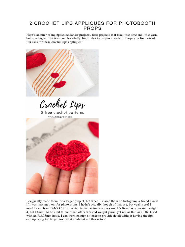 Lips Appliques | Download Free PDF | Crochet | Weaving