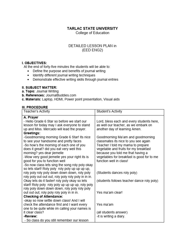 Lesson Plan Eed Eng 2a Final Nato Letche!!!!!!!!!!!!!!! | PDF | Marie ...