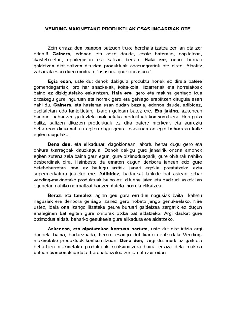 VENDING MAKINAK Eredua | PDF