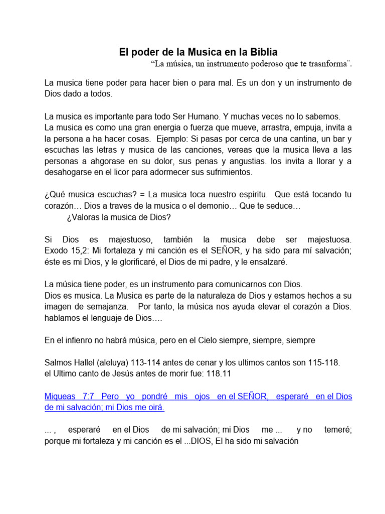 La Musica en La Biblia | PDF | Dios | Creencia religiosa y doctrina
