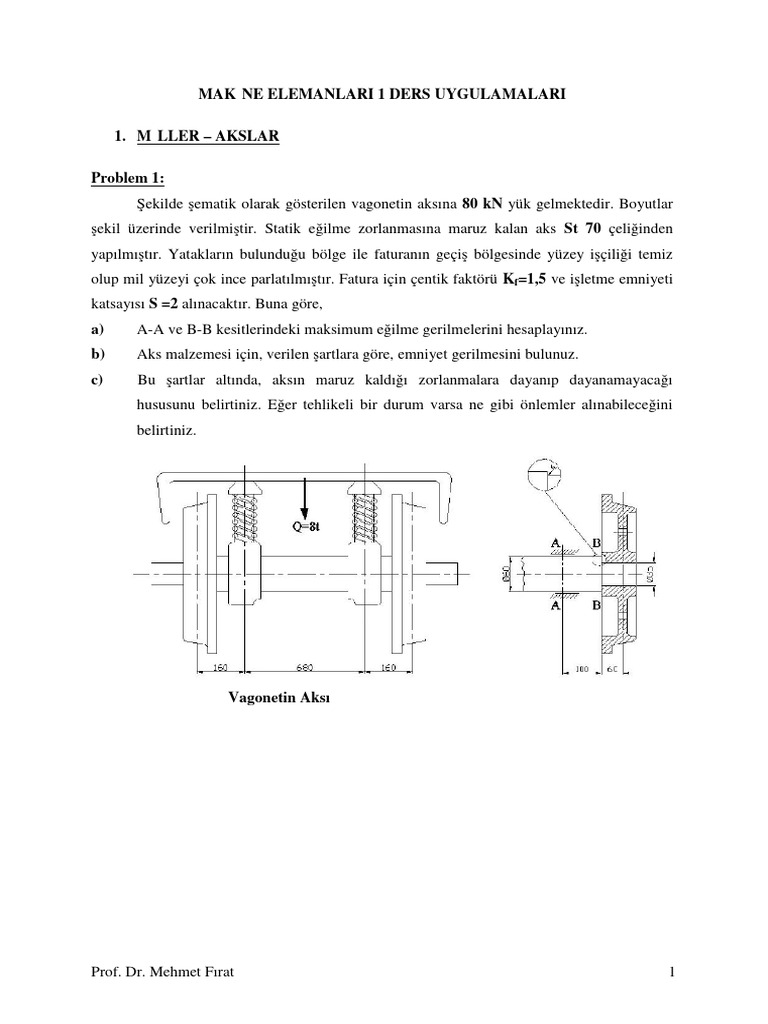 SAU - Makine Elemanları 1 Ders Uygulamaları | PDF