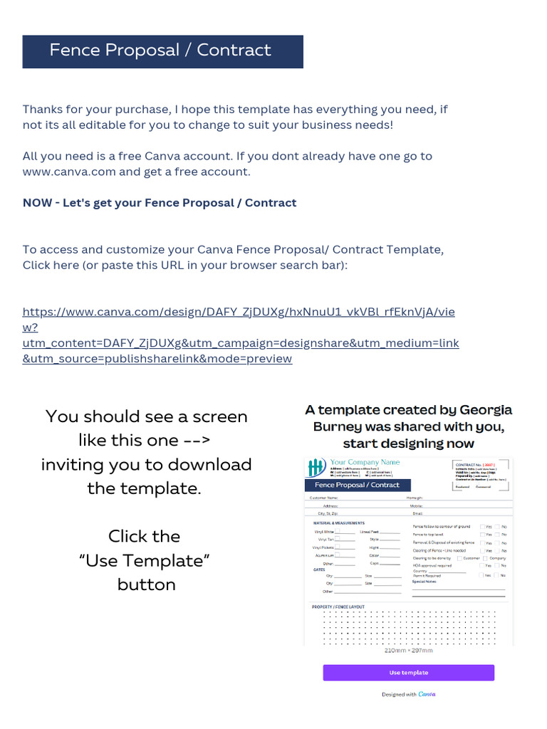 Canva Link Fence Proposal Contract | PDF