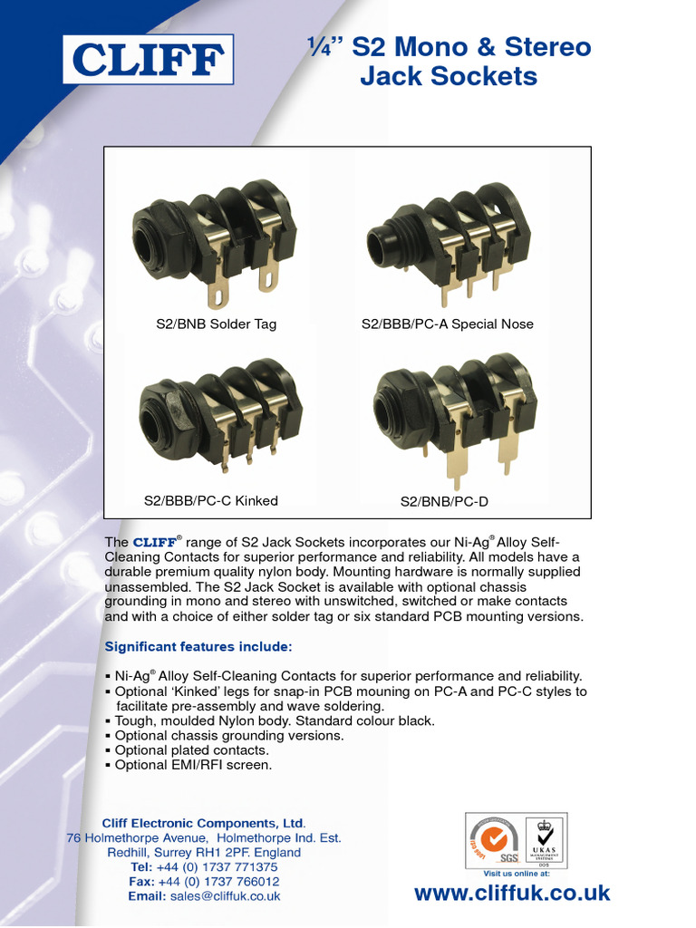 Cliff S2 Series Datasheet - Retroamplis | PDF | Printed Circuit Board | Electronics