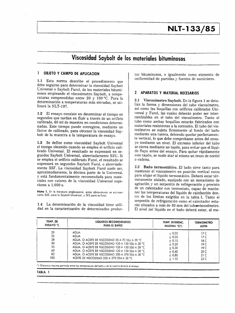 Norma Española Viscosidad Saybolt 133 - 85 | PDF Norma Española Viscosidad Saybolt 133 - 85 | PDF