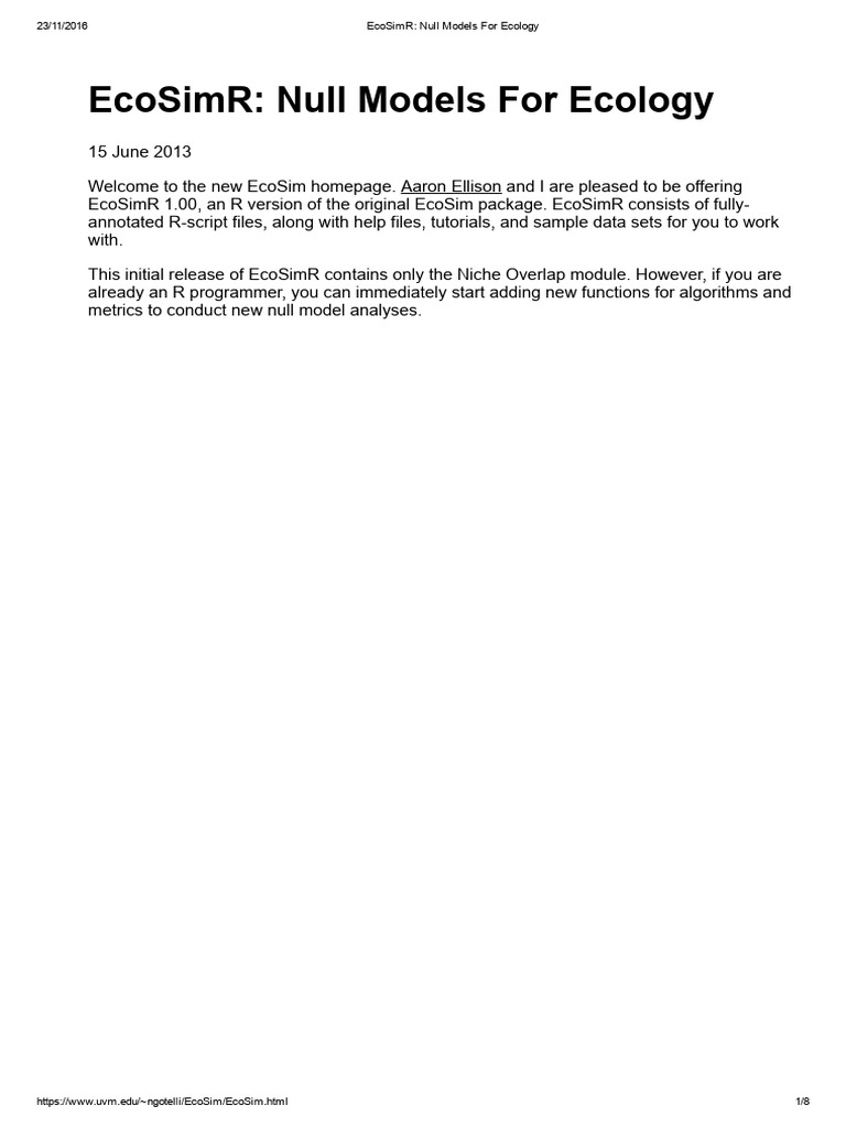 EcoSimR - Null Models For Ecology | PDF | Matrix (Mathematics) | Zip (File Format)