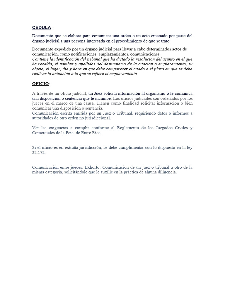 Conceptos Cédula - Oficio | PDF