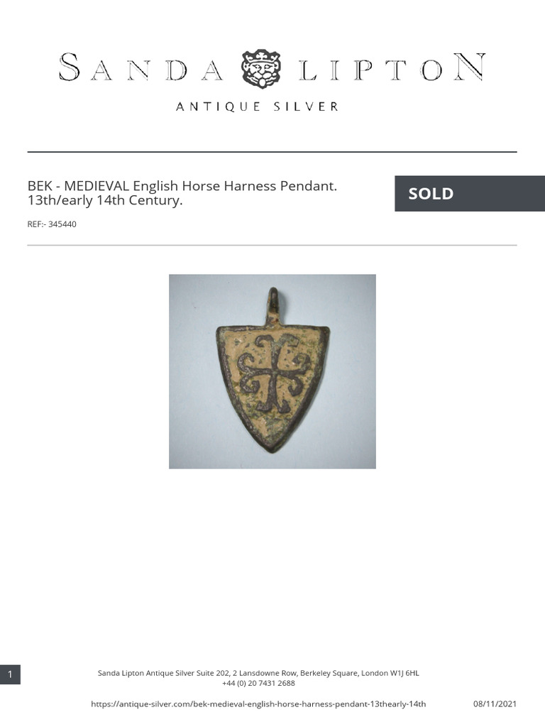 BEK - MEDIEVAL English Horse Harness Pendant. 13th Early 14th Century ...