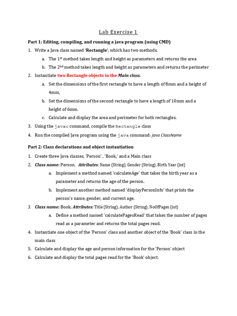 Java Programming Lab Exercise Guide | PDF | Teaching Methods ...