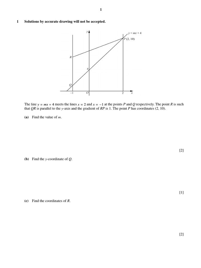 Test On Straight Line | PDF | Line (Geometry) | Equations