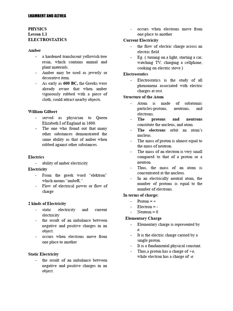 Physics Reviewer Pdf Quark Electric Charge