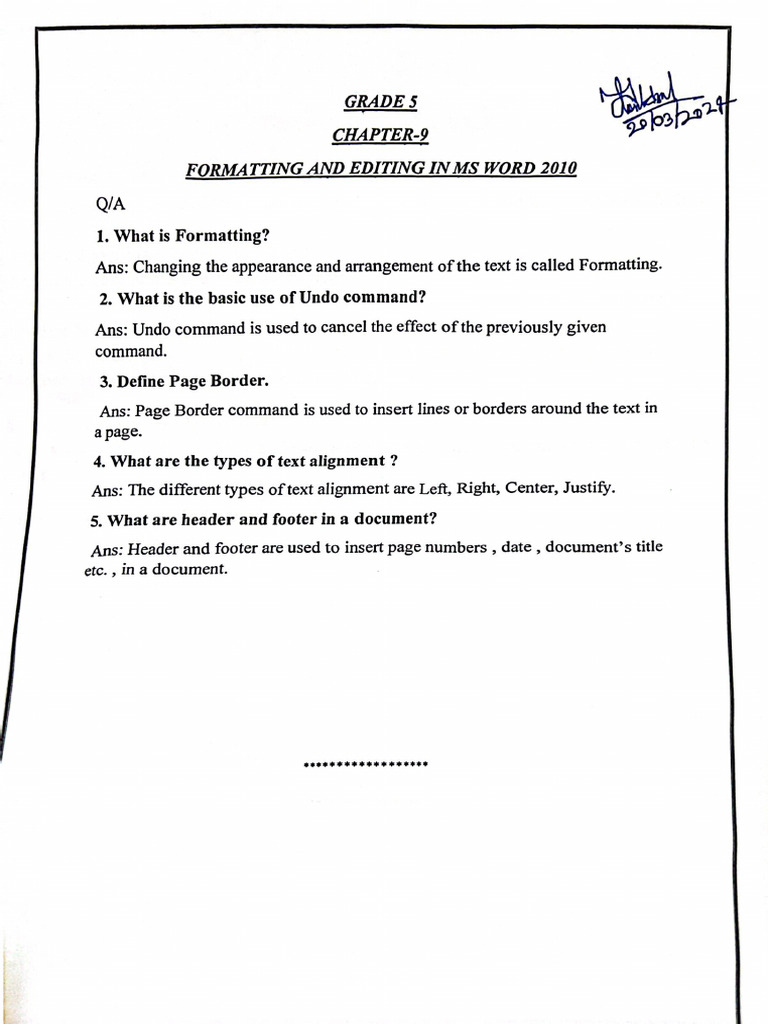 Grade 5 CH 9 Notes | PDF