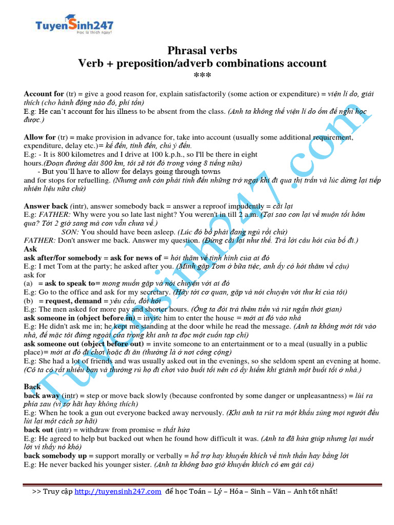 Phrasal Verbs Verb Preposition Adverb Co | PDF