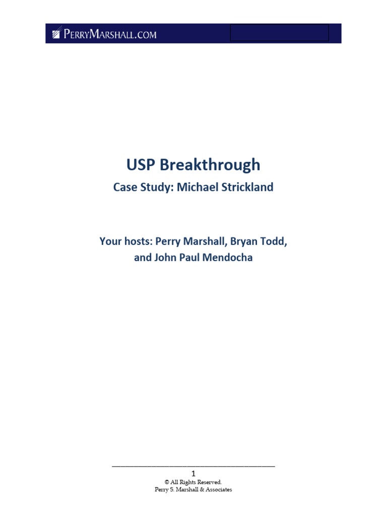 USP Case Study Michael Strickland Transcript | PDF | Advertising ...