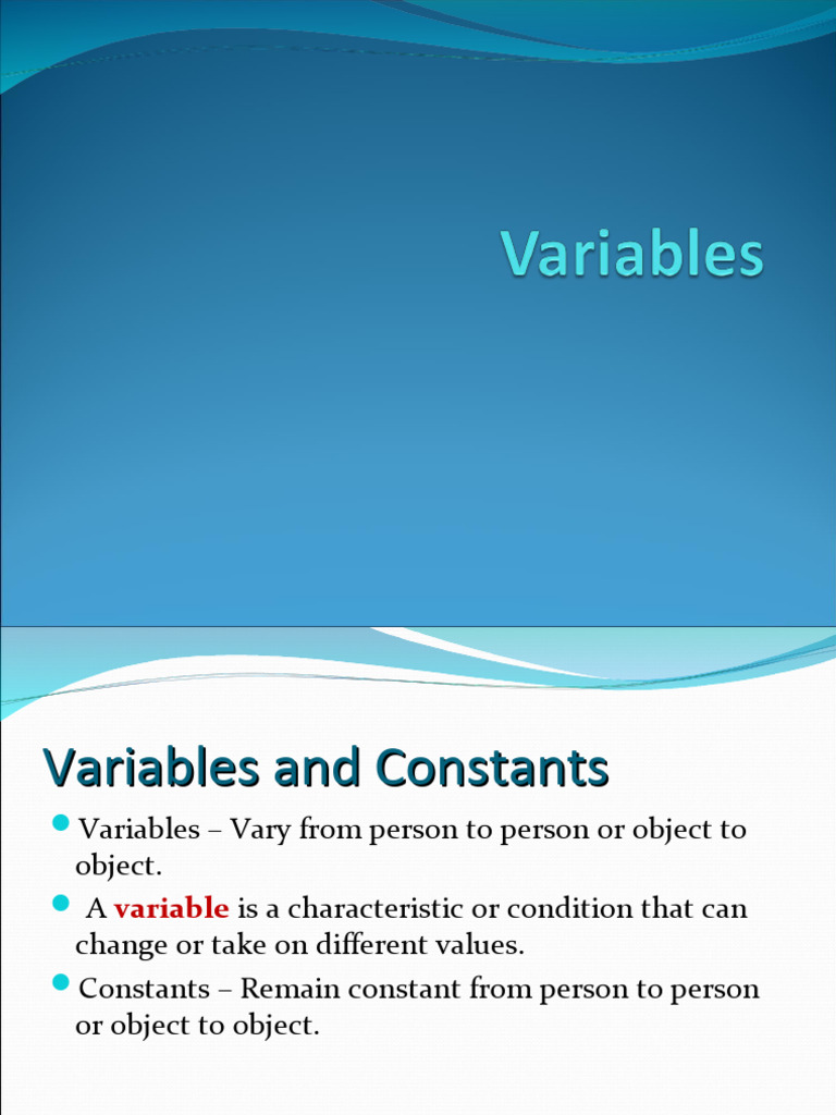Understanding Variables and Constants | PDF | Discrete Time And ...