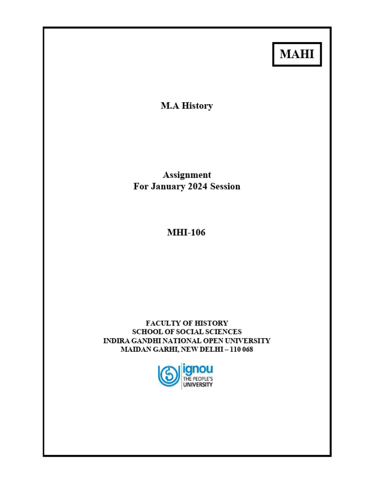 MAHI -106 Assignment English 2023-24 | PDF | Question