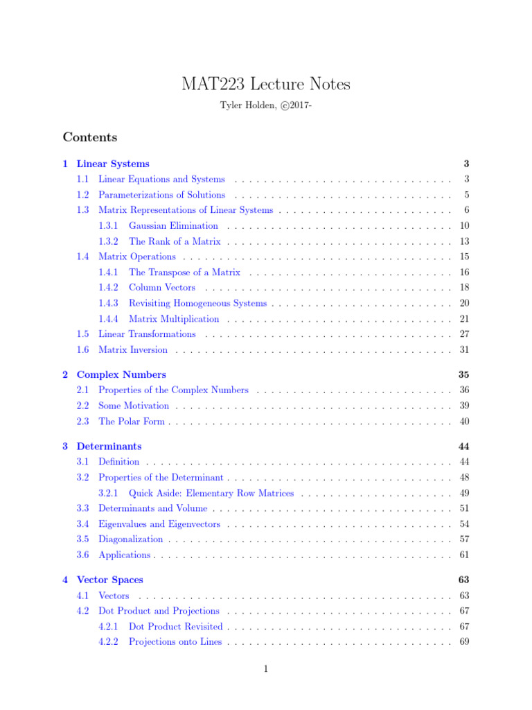 Linear Algebra Toronto LectureNotes223 | PDF | System Of Linear ...