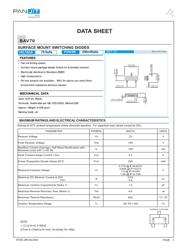 bav70_epstik_datasheet | PDF | Diode | Capacitor