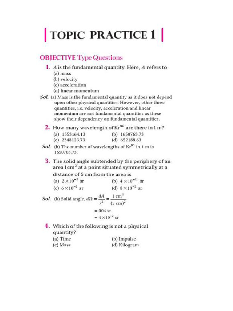 Topic Practice 1 Units | PDF