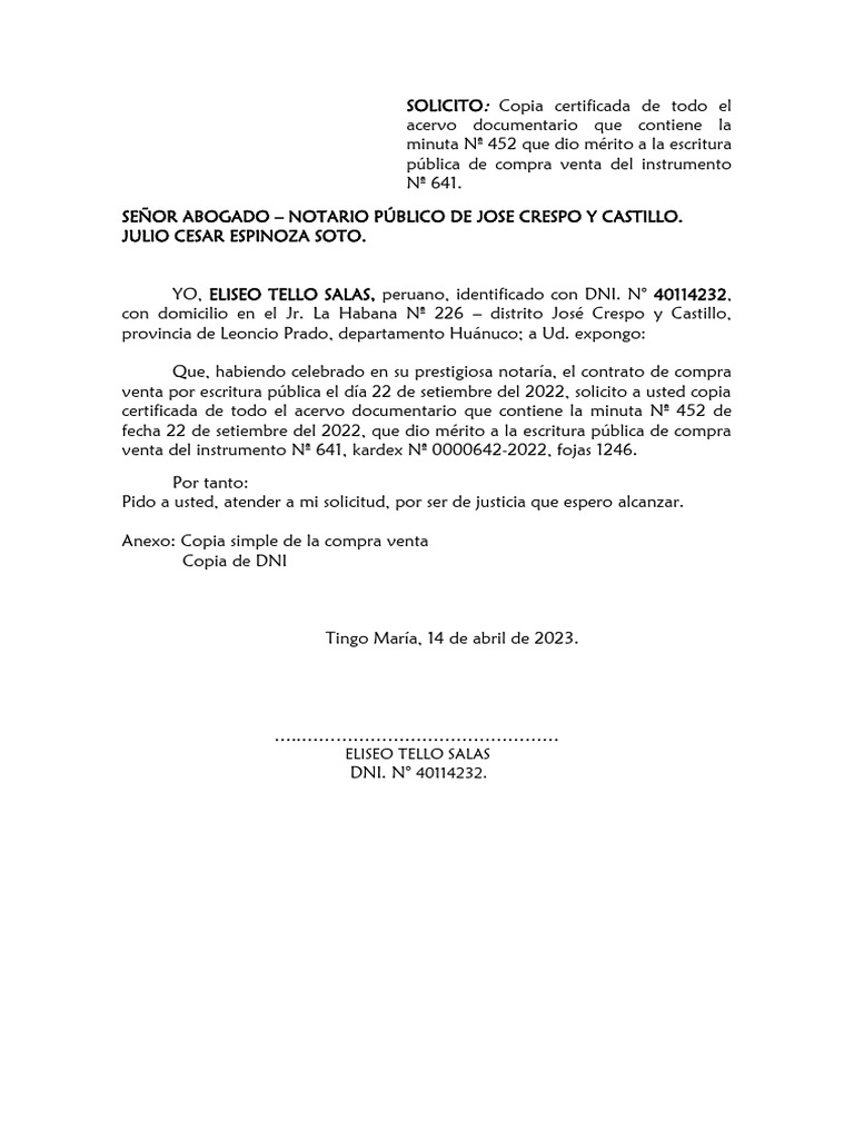 Solicitud de Acervo Documentario | PDF