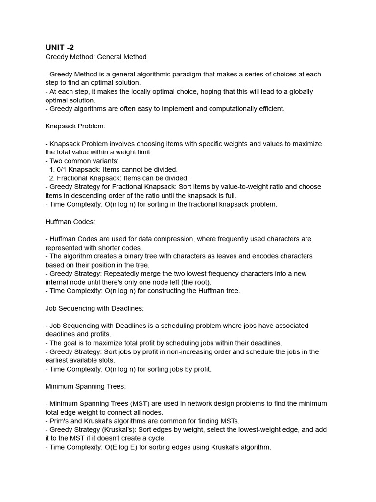 Unit - 2 Daa | PDF | Algorithms And Data Structures | Computational ...