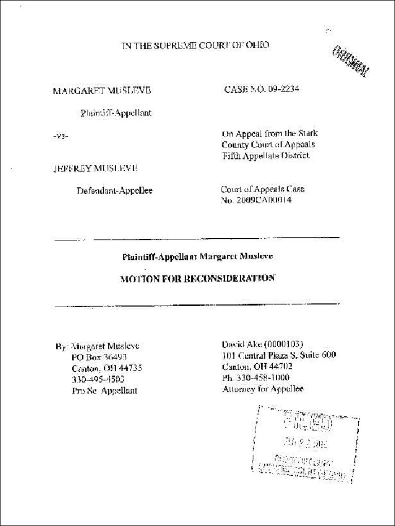 Motion For Reconsideration (Sco Ref Sample) | PDF