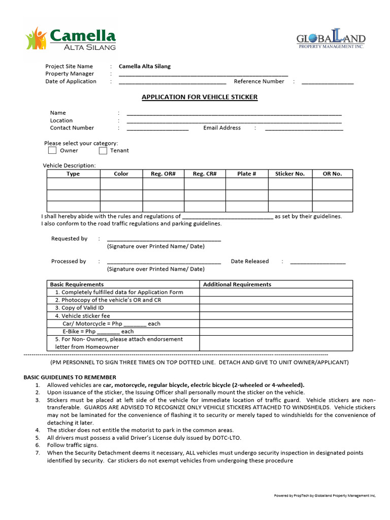 Vehicle Sticker Application Guidelines | PDF | Driver's License | Vehicles