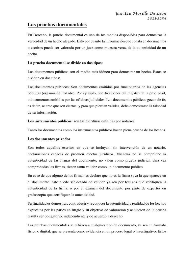 Las Pruebas Documentales | PDF | Justicia | Crimen y violencia