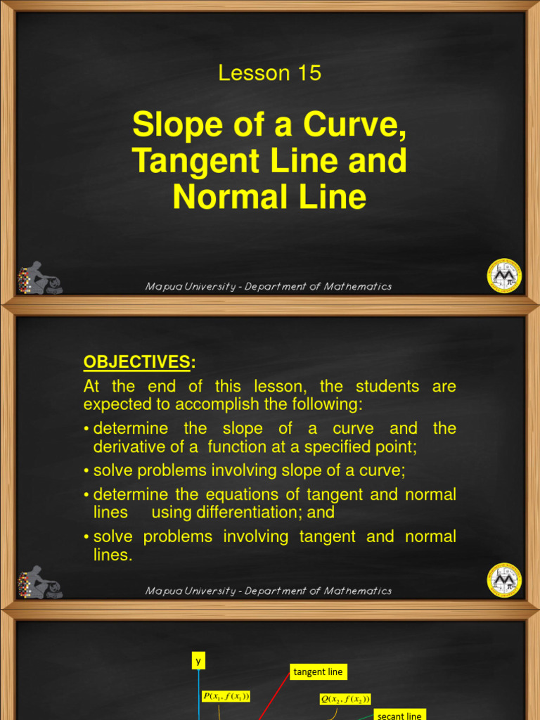 Lesson 15-Slope of a Curve, Tangent Line and Normal Line | PDF | Tangent | Slope