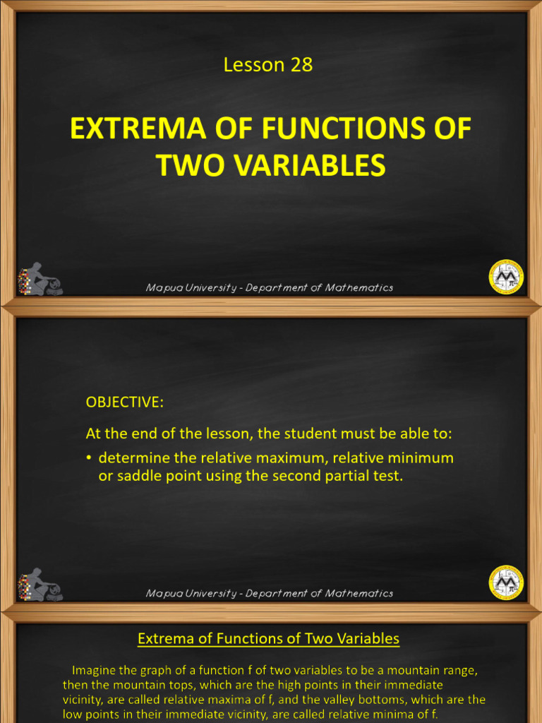Lesson 29-Extrema of Functions of Two Variables | PDF