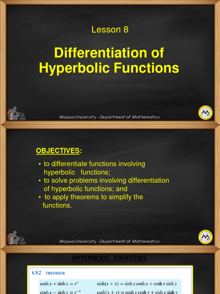 Lesson 8 Differentiation of Hyperbolic Functions | PDF
