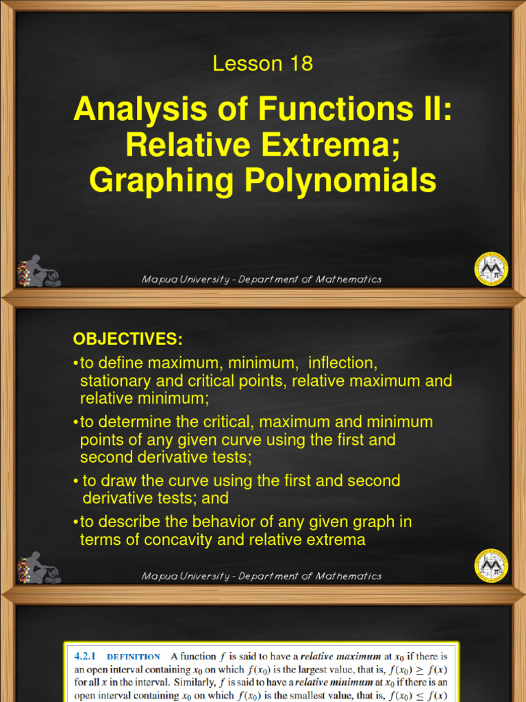 Lesson 18-Analysis of Functions II Relative Extrema and Graphing Polynomials | PDF ...