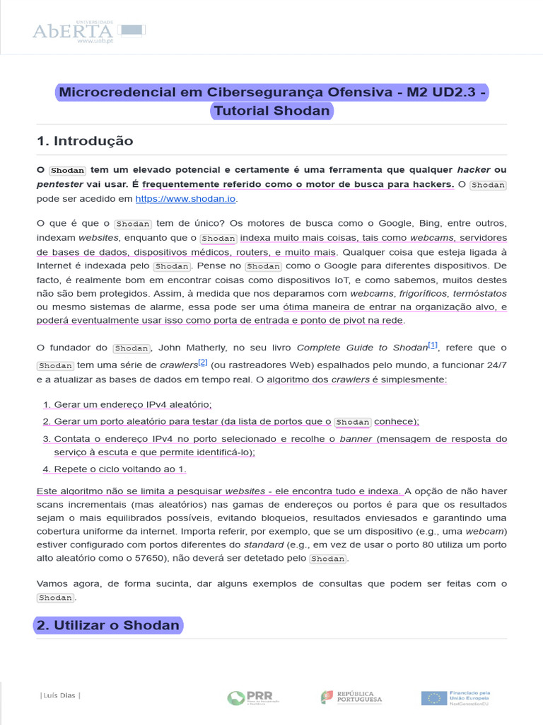 M2 UD2.3 - Tutorial Shodan | PDF | Internet | Linguagem de script