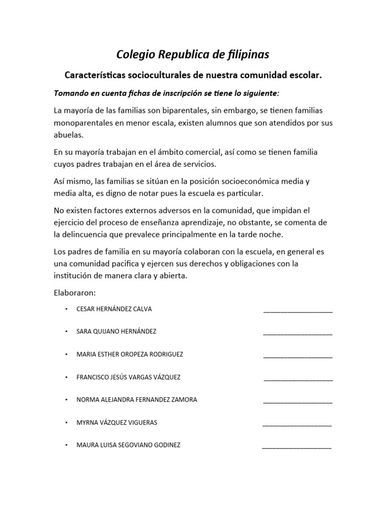 Caracteristicas Socioculturales de La Escuela | PDF