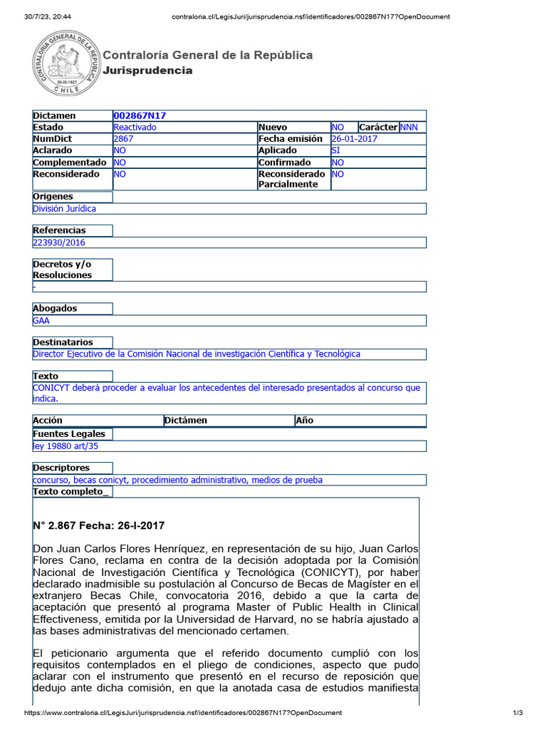 CGR 2867N17 Medios de Prueba y Debido Proceso | PDF | Debido al proceso ...