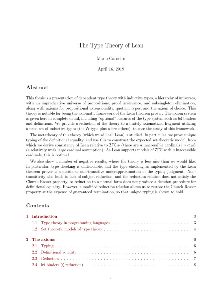 The Type Theory of Lean | PDF | Syntax (Logic) | Metalogic
